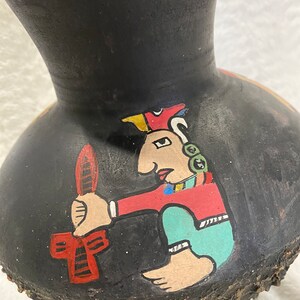 Vintage Hand Painted Aztec Pottery Vase 11 Inches Tall - Etsy
