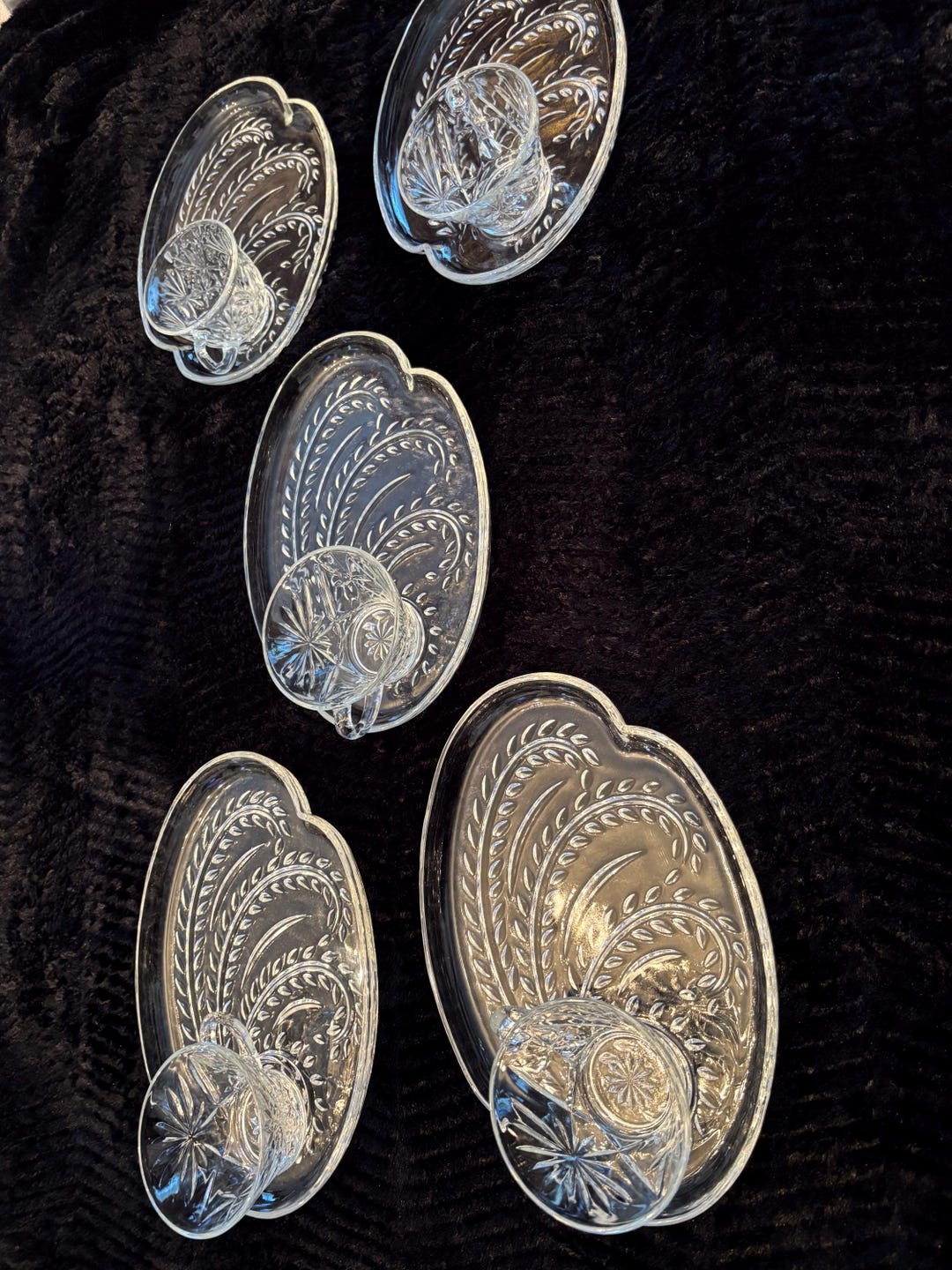 Set of Five Vintage Federal Glass Snack Plates With Tea Cups - Etsy