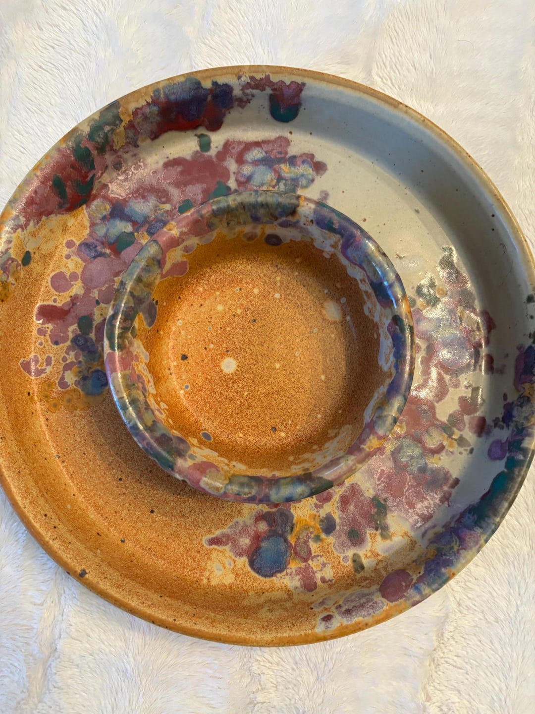 Vintage Chamberlain Stoneware Pottery Chip and Dip Bowl. Signed and 12 ...