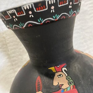 Vintage Hand Painted Aztec Pottery Vase 11 Inches Tall - Etsy
