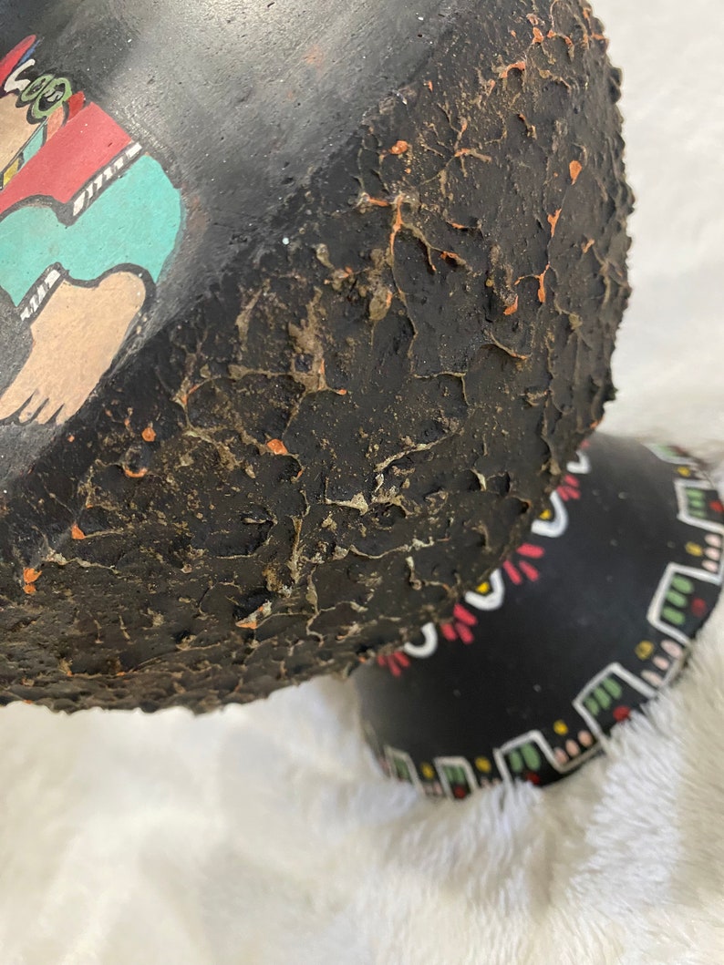 Vintage Hand Painted Aztec Pottery Vase 11 Inches Tall - Etsy