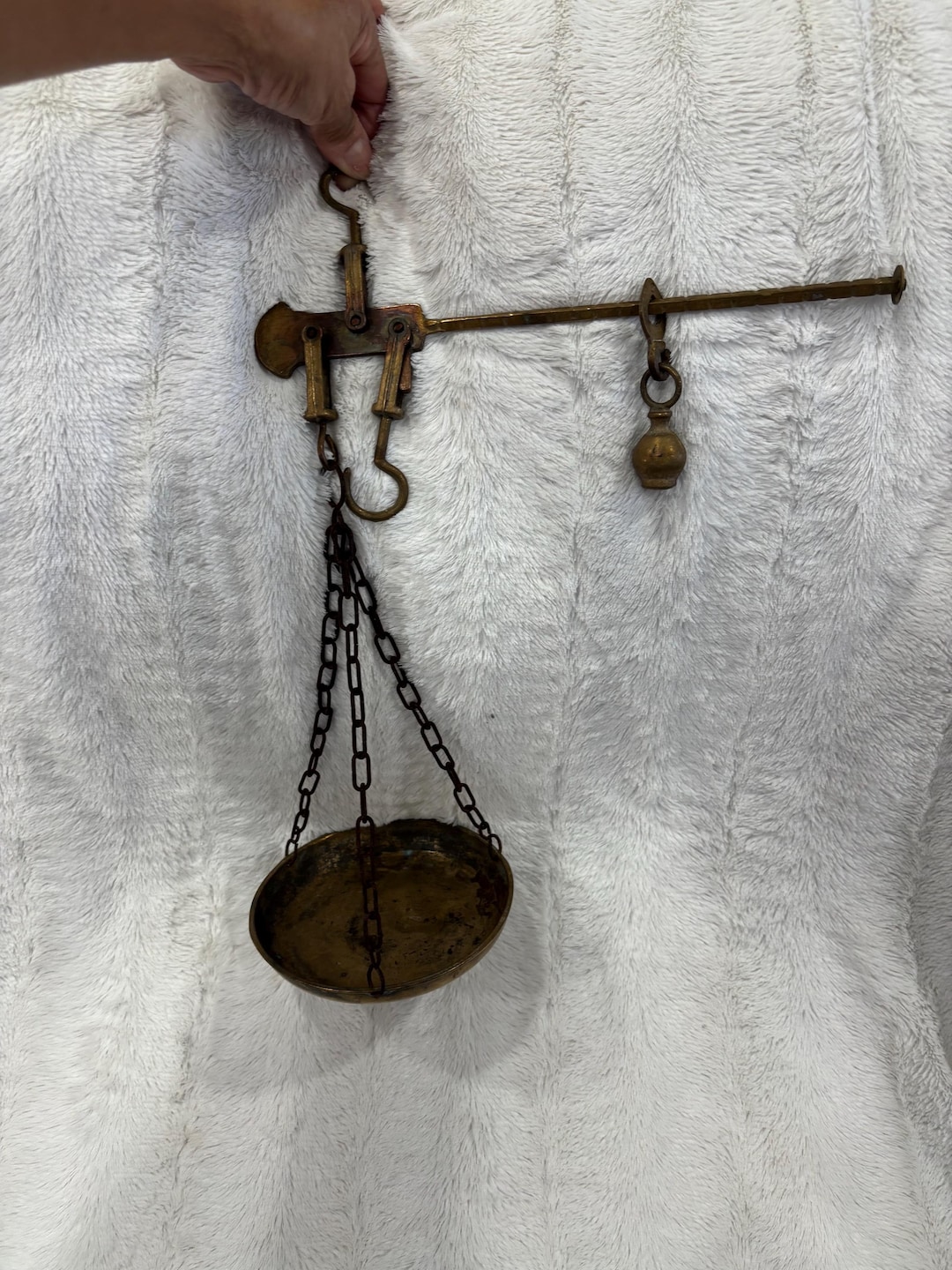 Vintage Solid Brass Scale With Two Hooks - Etsy