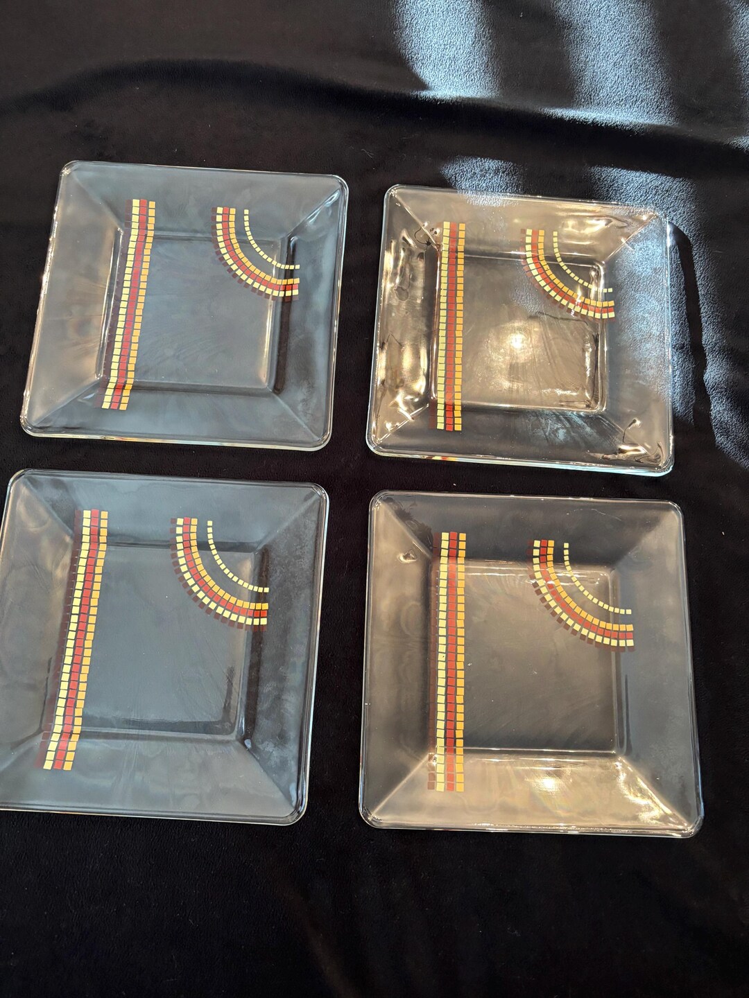 Set of Four Vintage Retro Mcm Square Glass Plates 8 Inches Wide - Etsy