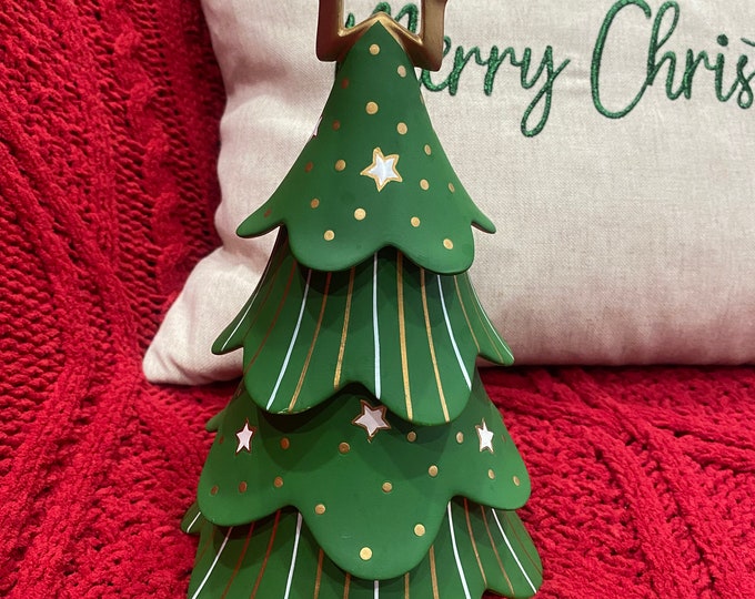 Partylite Ceramic Stackable Christmas Tree/ Candle Holders 9 Inches ...