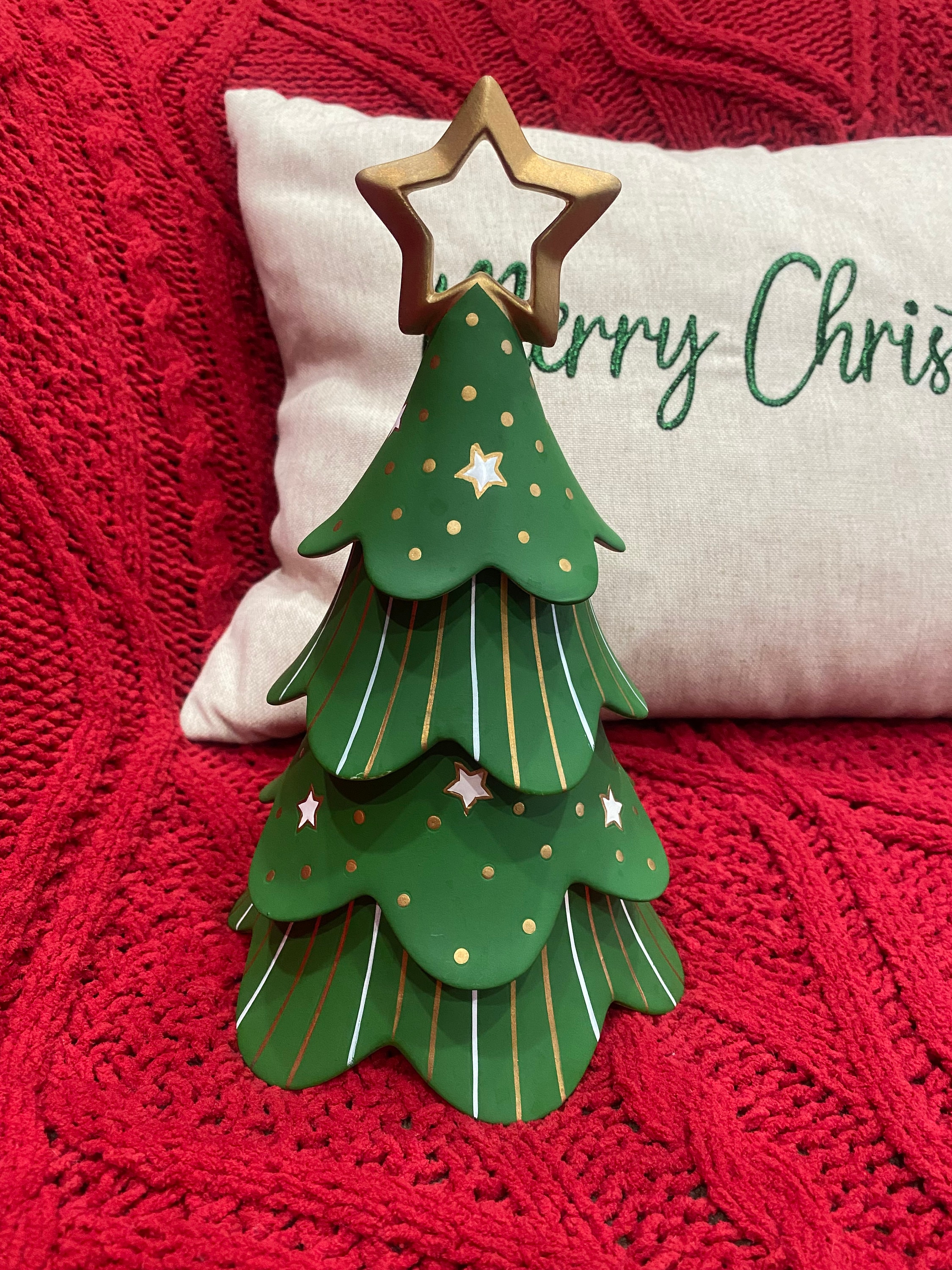 Partylite Ceramic Stackable Christmas Tree/ Candle Holders 9 Inches ...