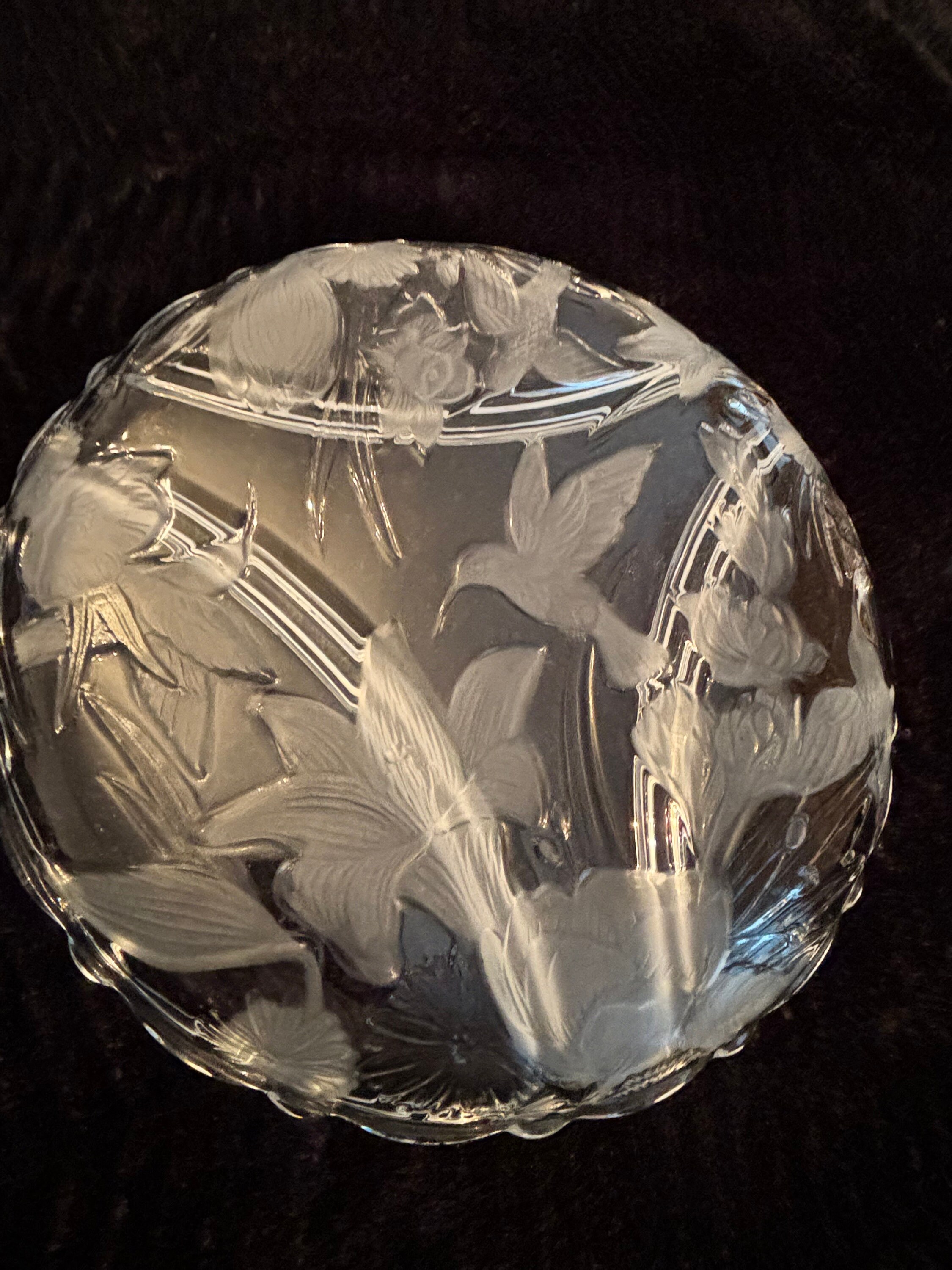 Vintage Frosted Hummingbird Divided Glass Chip and Dip Platter 13 ...