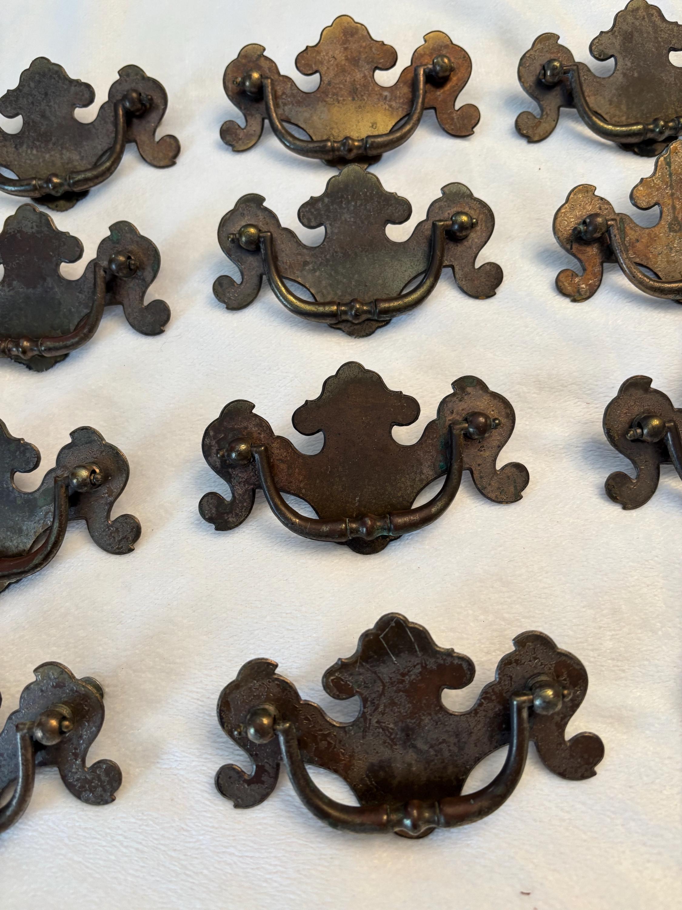 12 Vintage Ethan Allen Metal Draw Pulls. Antique Finish - Etsy
