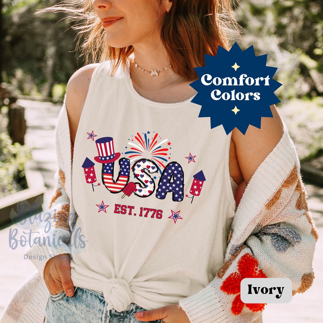 USA Est 1776 Tank Top, 4th of July Comfort Colors Shirt, Patriotic ...