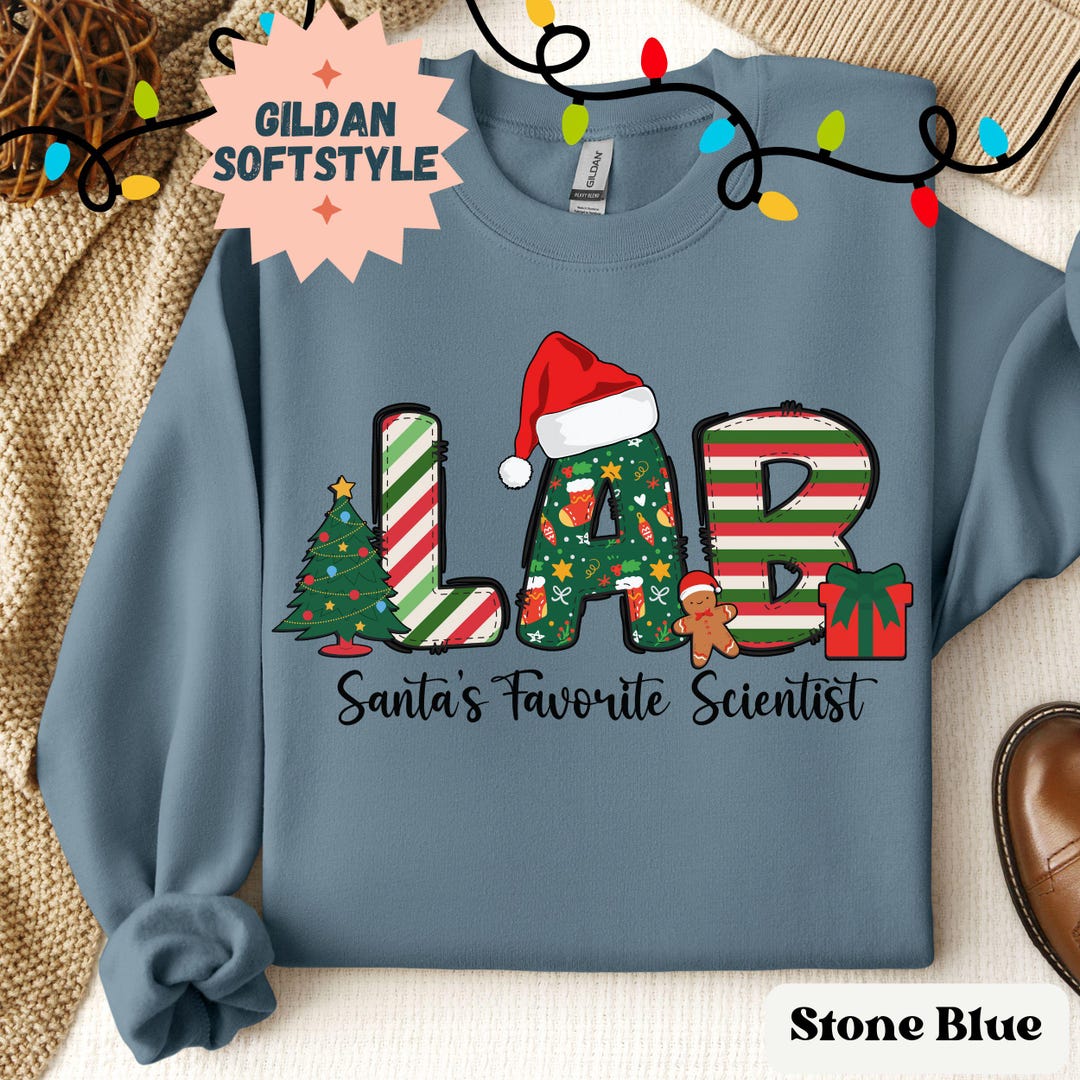 Santas Favorite Scientist Christmas Laboratory Shirt, Holiday Crewneck ...