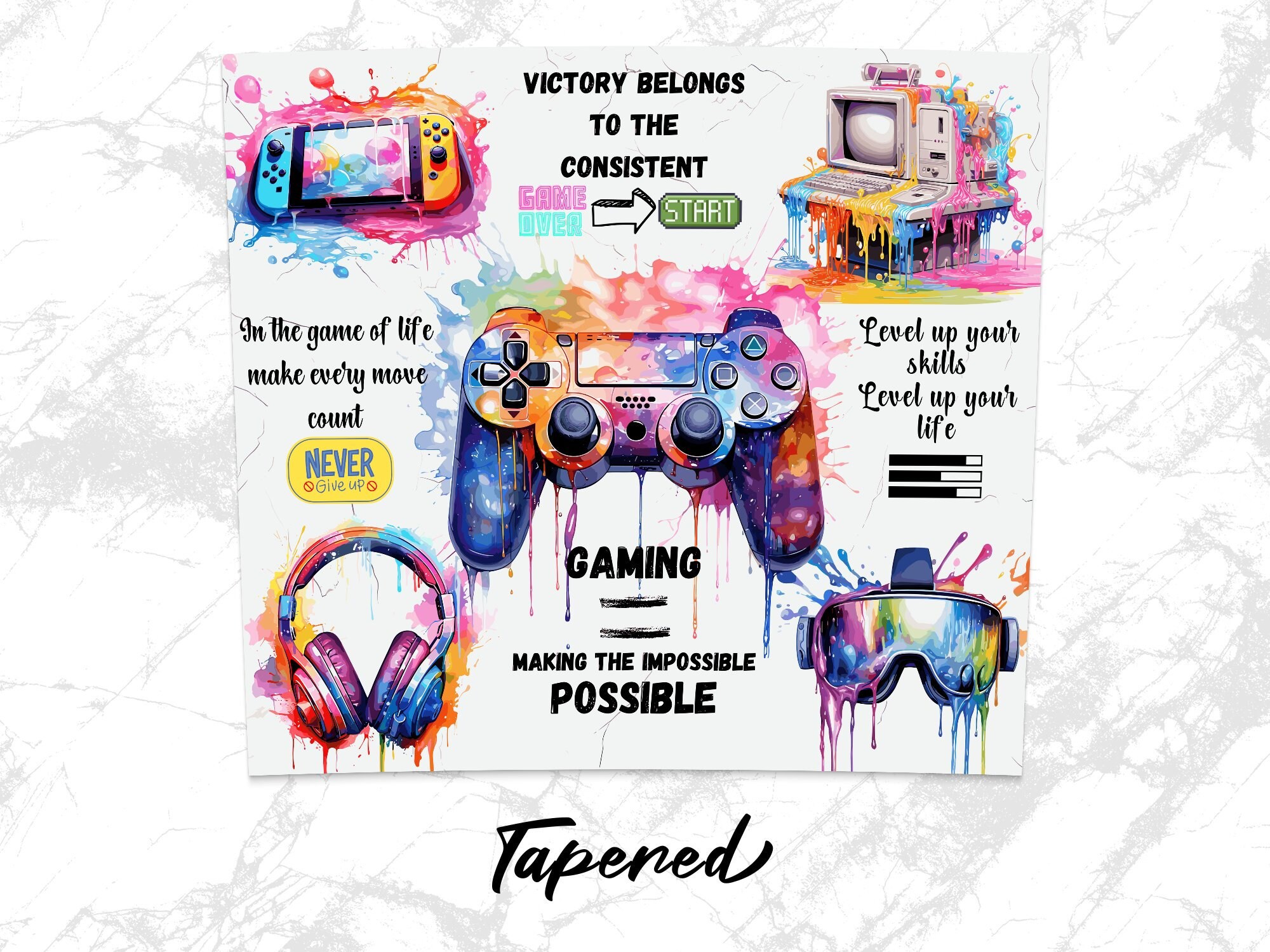 Game Tumbler Wrap 3D Gamer Sublimation Designs Gaming Accessories Gift ...