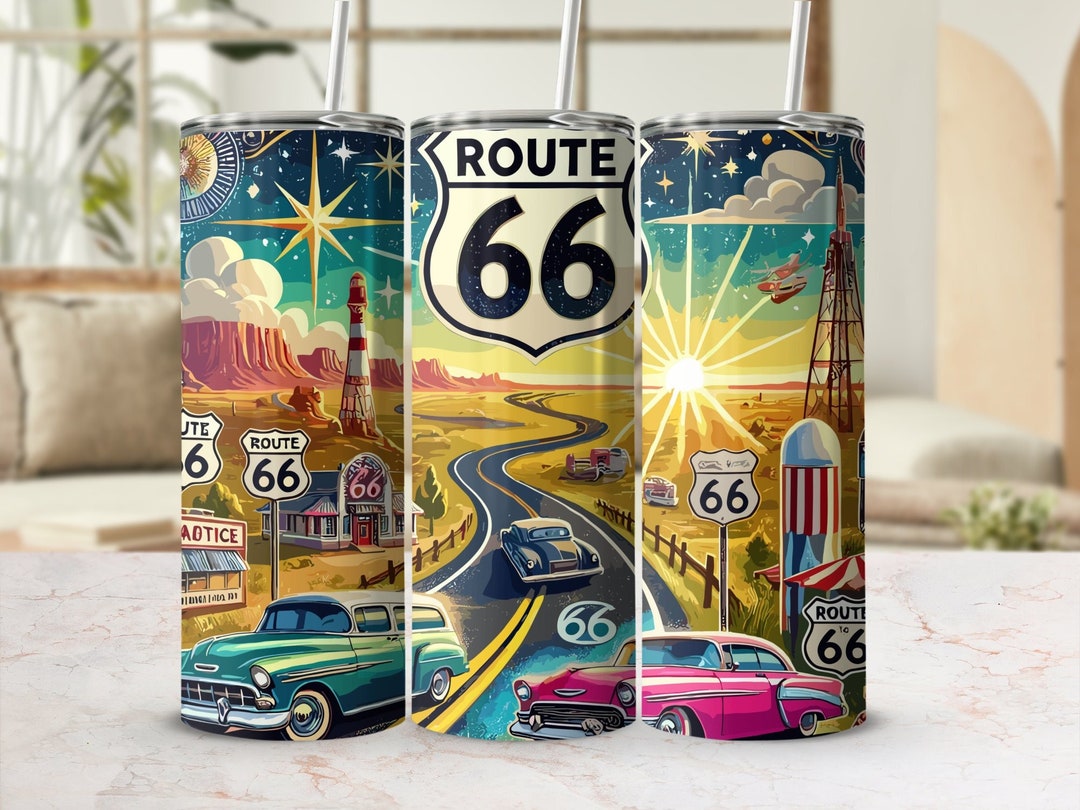 Route 66 Png | Route 66 20 Oz Skinny Tumbler Sublimation Design | Desert Tumbler Wrap | Cactus ...