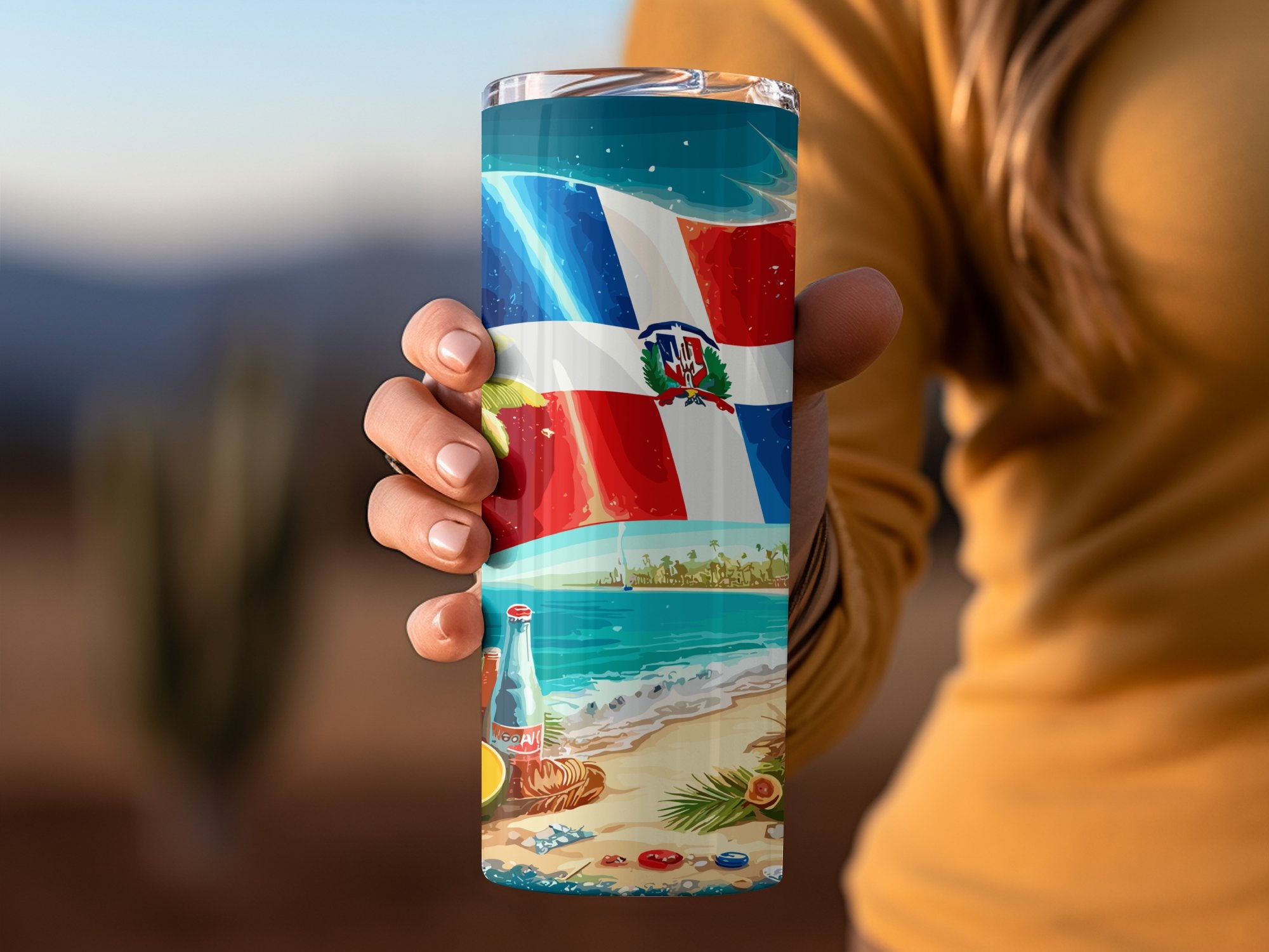Dominican Republic Flag Tumbler Wrap: Beach Design (PNG Download) - Etsy