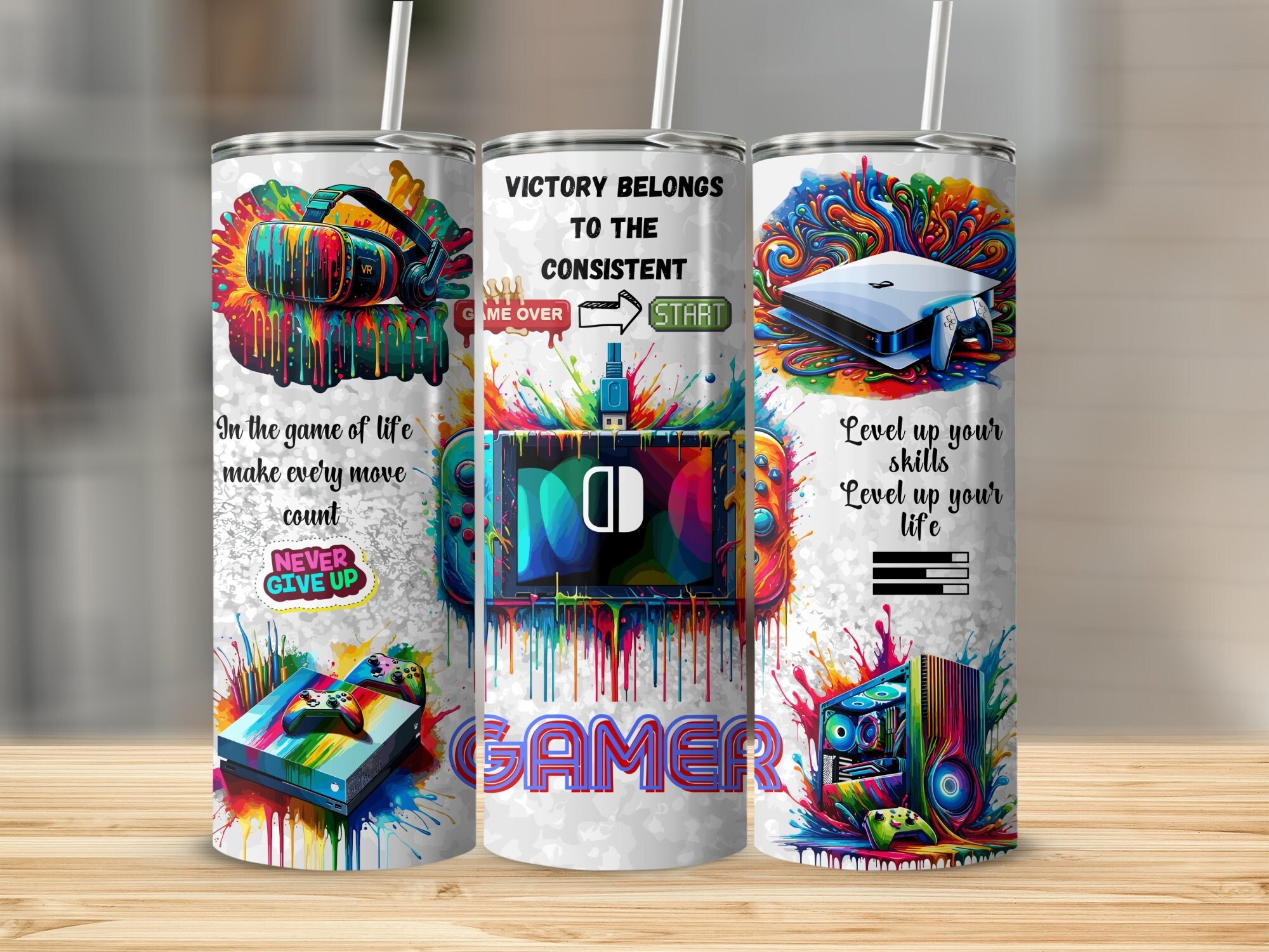 Gaming Controller Gift for Gamer Console Gaming 20 Oz Skinny Tumbler ...