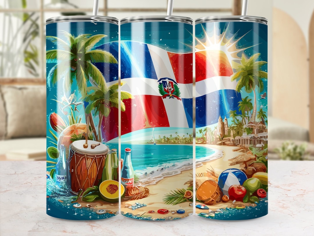 Dominican Republic Flag Tumbler Wrap: Beach Design (PNG Download) - Etsy