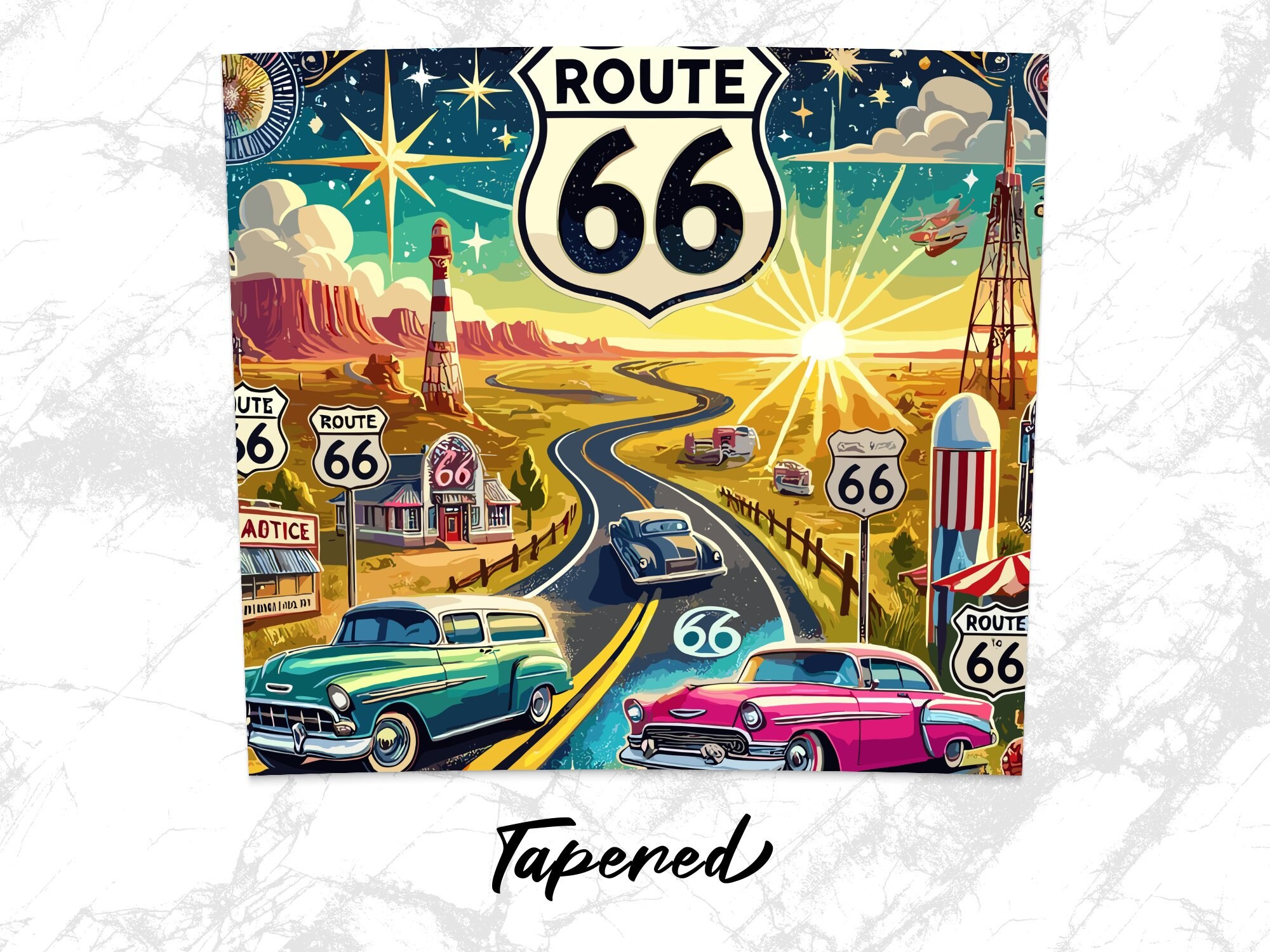 Route 66 Tumbler Sublimation Design: Desert Cactus (PNG Digital ...