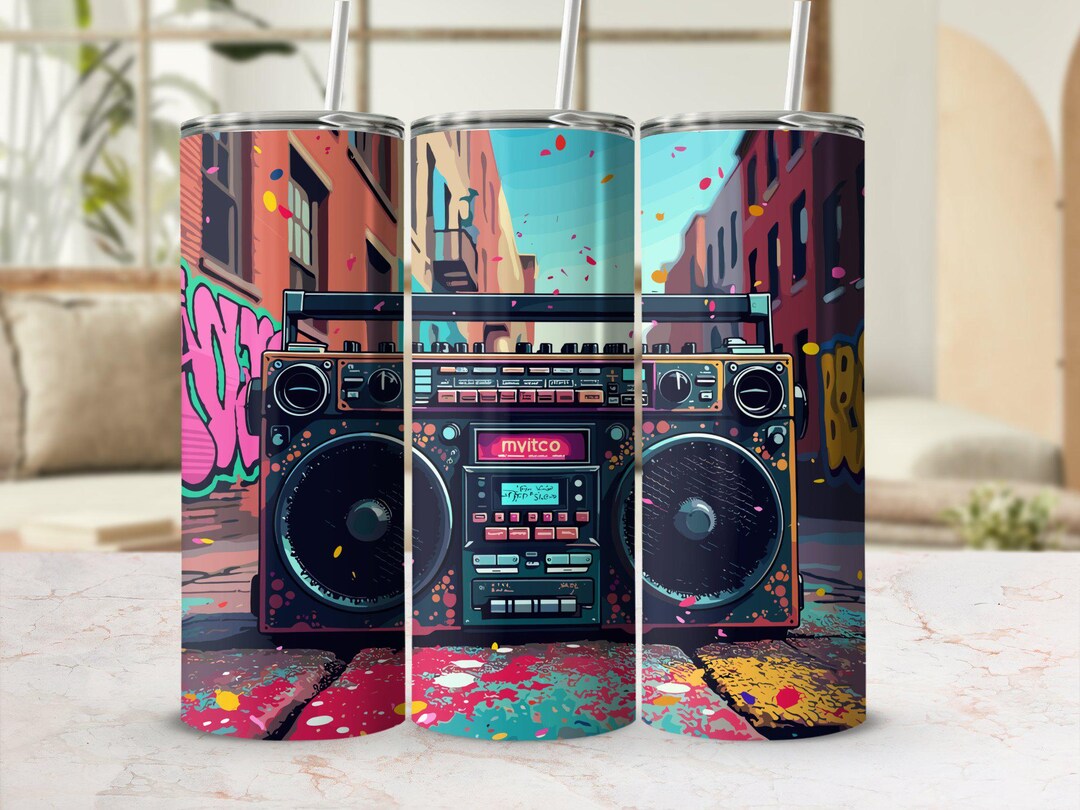 Hip Hop Boombox Tumbler Wrap: Cassette SVG Sublimation Design (digital ...