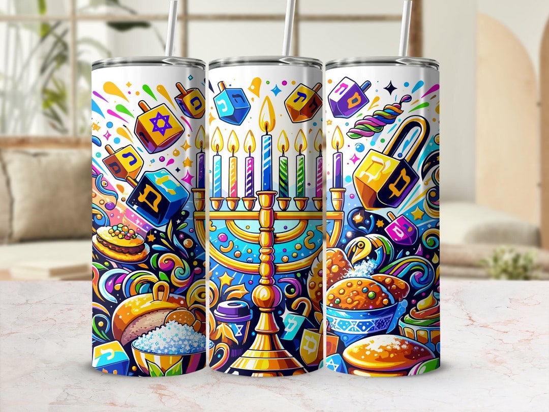 Hanukkah Tumbler Wrap: Jewish Holiday Design (digital Download) - Etsy
