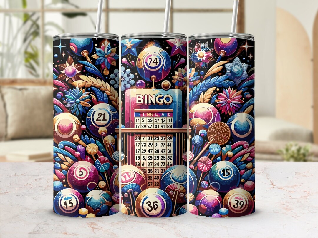 Bingo Cards Tumbler Wrap | 20 Oz Sublimation Tumbler | Glitter Design ...