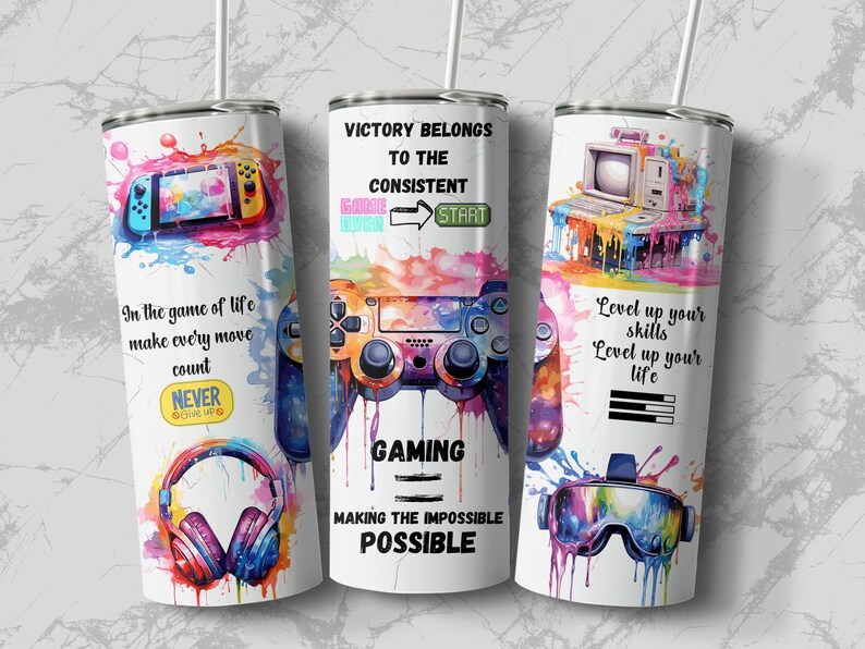 Game Tumbler Wrap 3d Gamer Sublimation Designs Gaming Accessories T