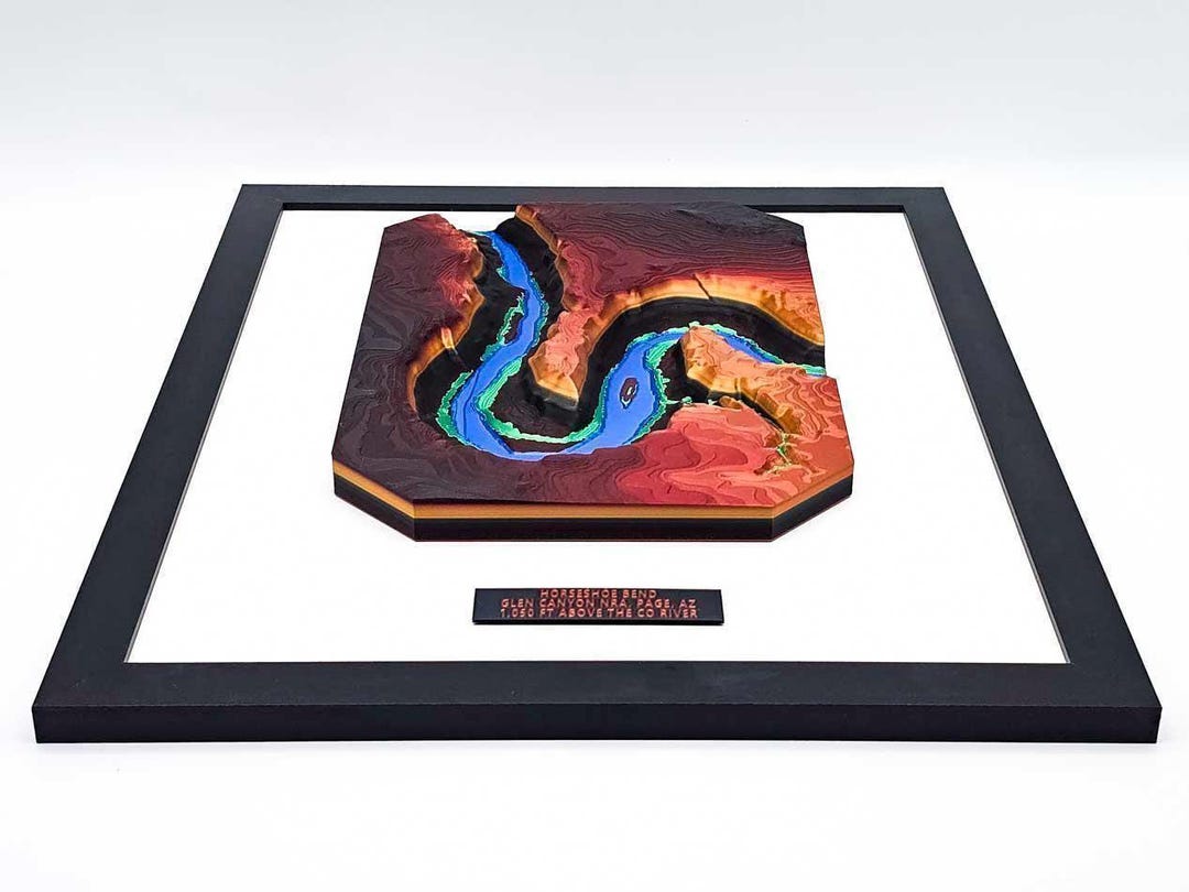 Horseshoe Bend Topography Framed - Etsy