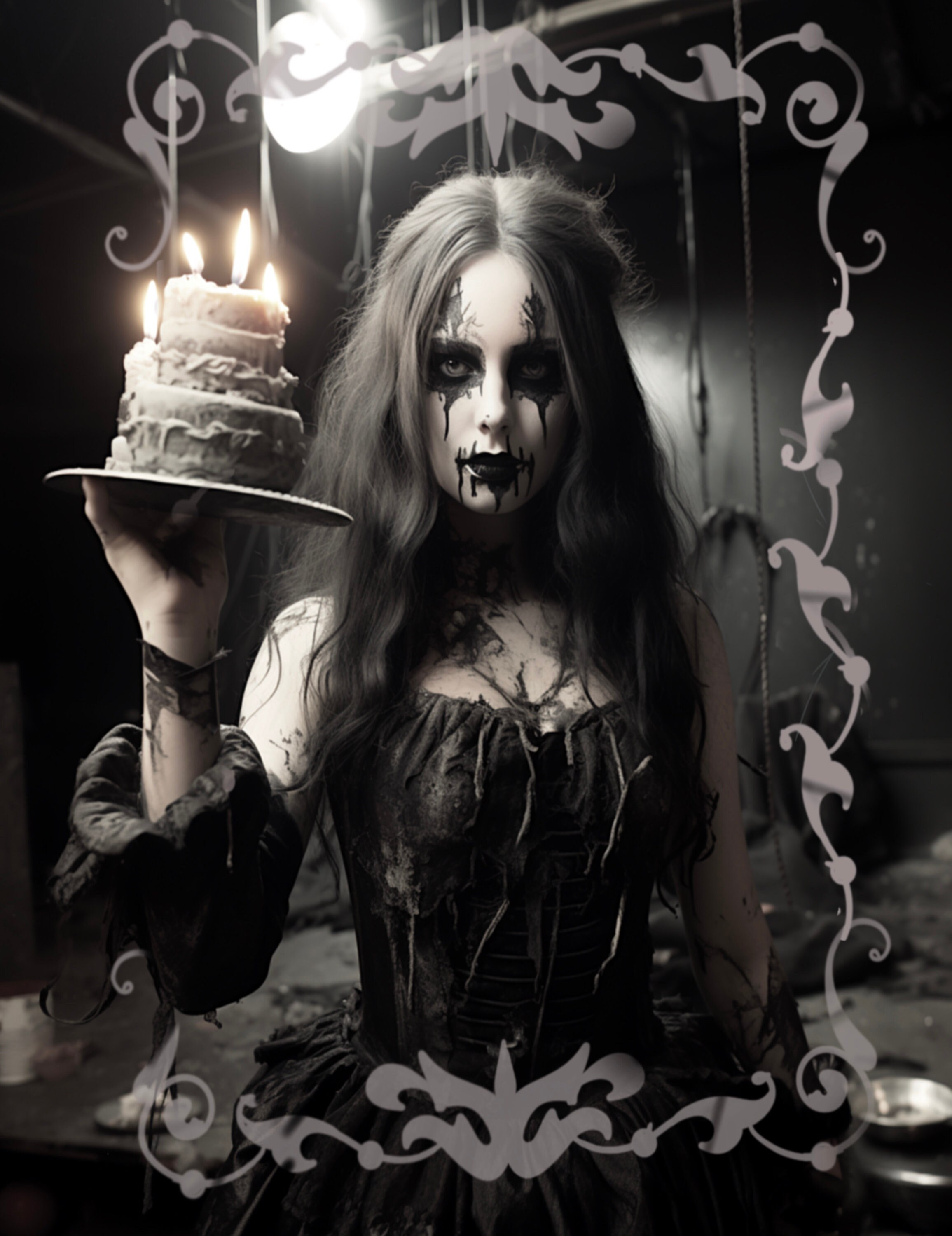 Goth Birthday Cake Card - Etsy
