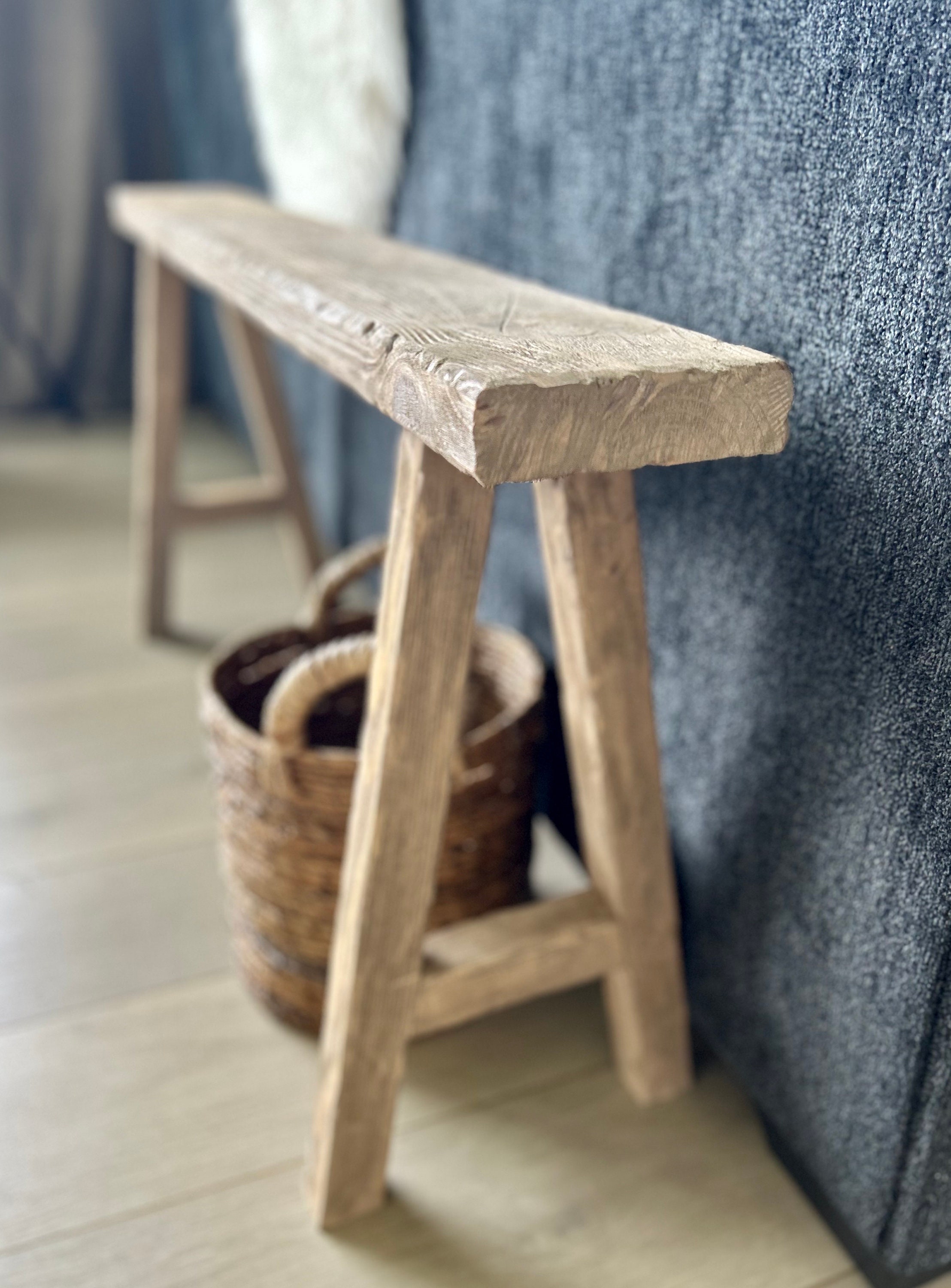 Vintage Inspired Skinny Bench, 46x5.5, Weathered Wood, Rustic Bench ...