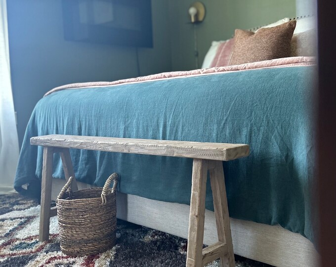 Wood Noodle Skinny Bench 4ft X 7 X 18 Weathered Blonde Driftwood Rustic ...