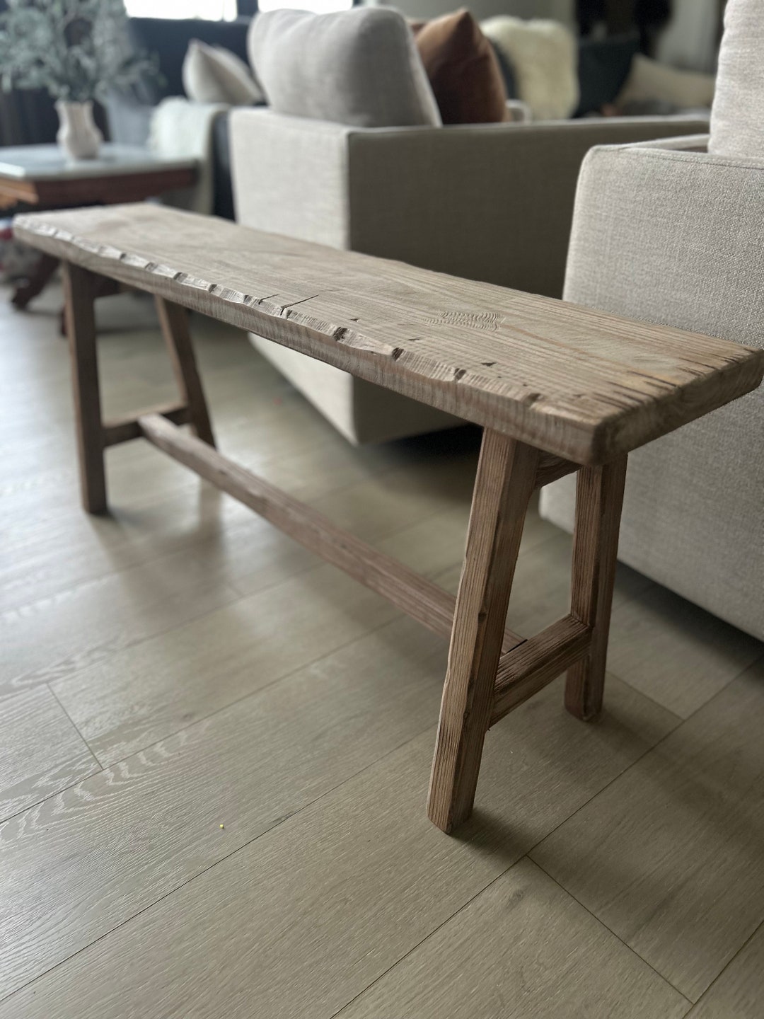 Vintage Inspired Skinny Bench, 46x9.25, Weathered Wood, Rustic Bench ...