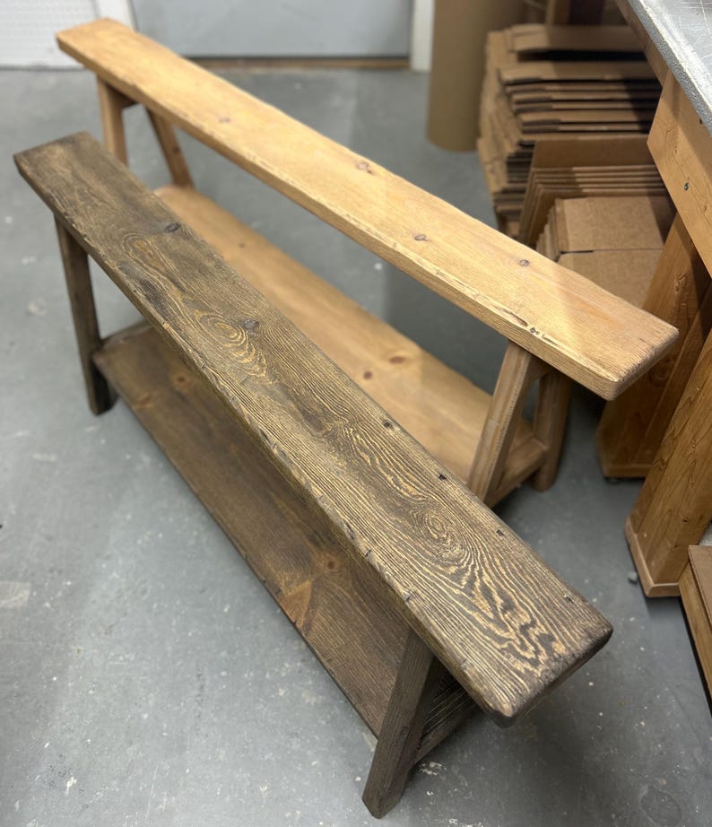 Vintage Inspired Skinny Bench, Bench With Shoe Storage, Weathered Wood ...