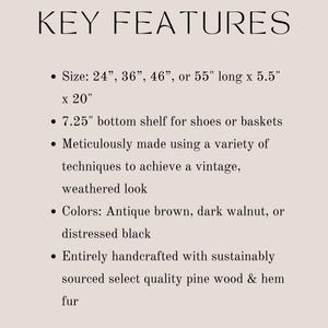 Vintage Inspired Skinny Bench, 46x6, Bench With Shoe Storage, Weathered ...