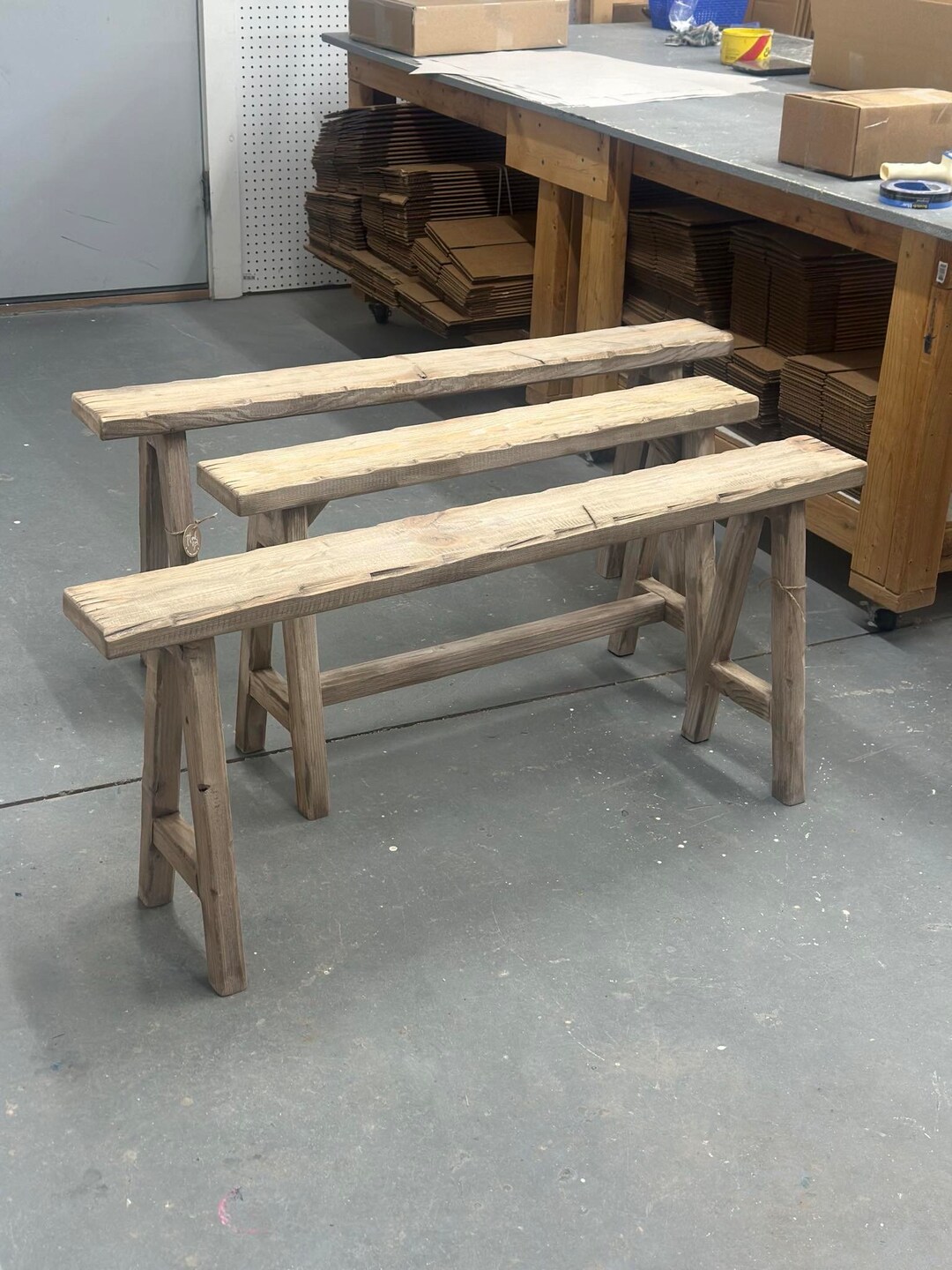 Vintage Inspired Skinny Bench, Weathered Wood, Narrow Rustic Bench ...