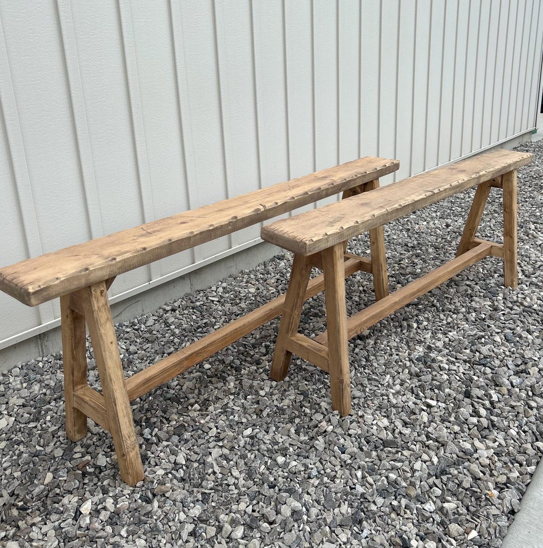 Vintage Inspired Skinny Bench, 55x5.5, Weathered Wood, Rustic Bench ...