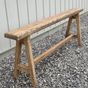 Vintage Inspired Skinny Bench, Weathered Wood, Thin Narrow Rustic Bench ...