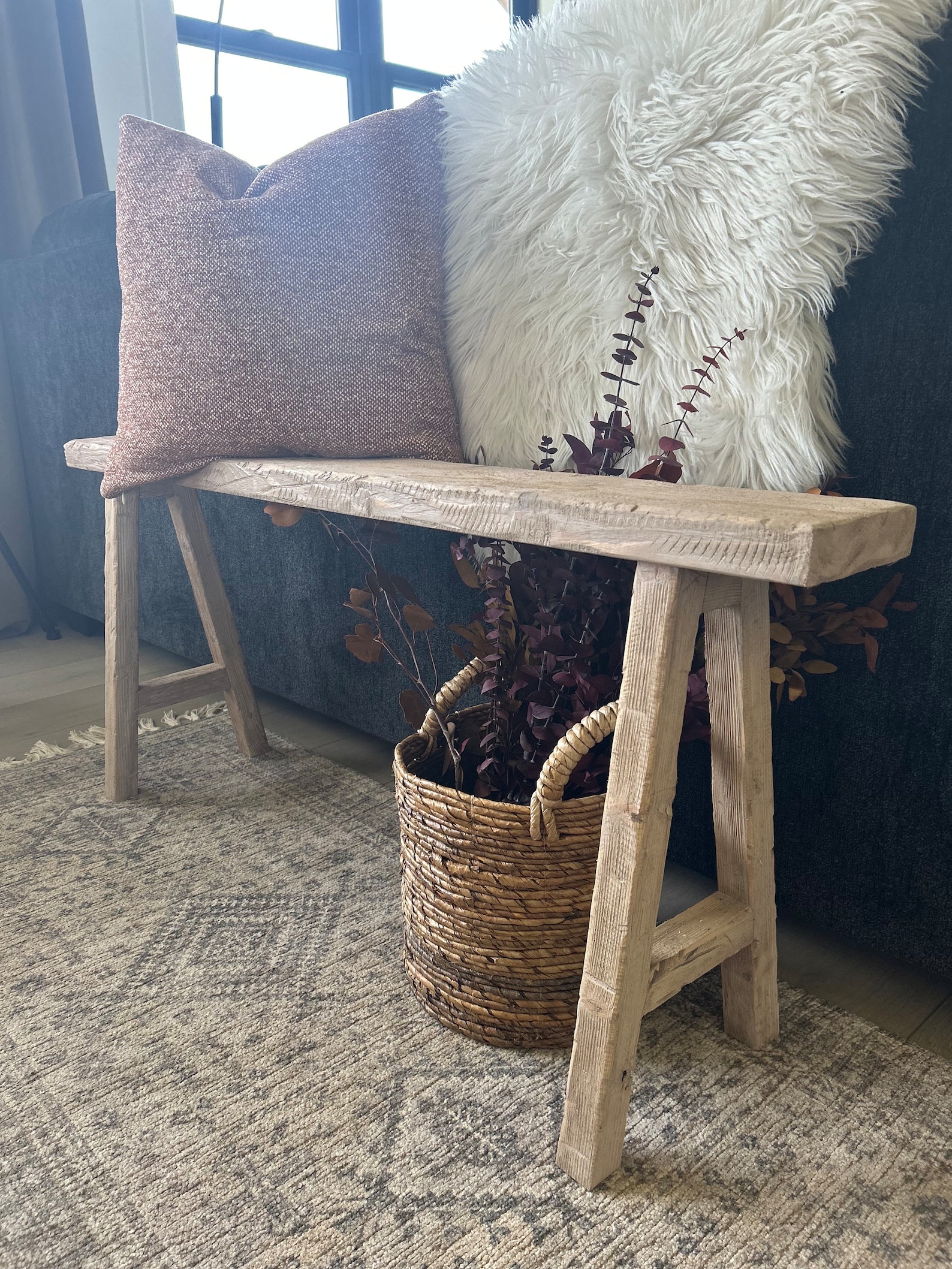 Vintage Inspired Skinny Bench, 46x5.5, Weathered Wood, Rustic Bench ...