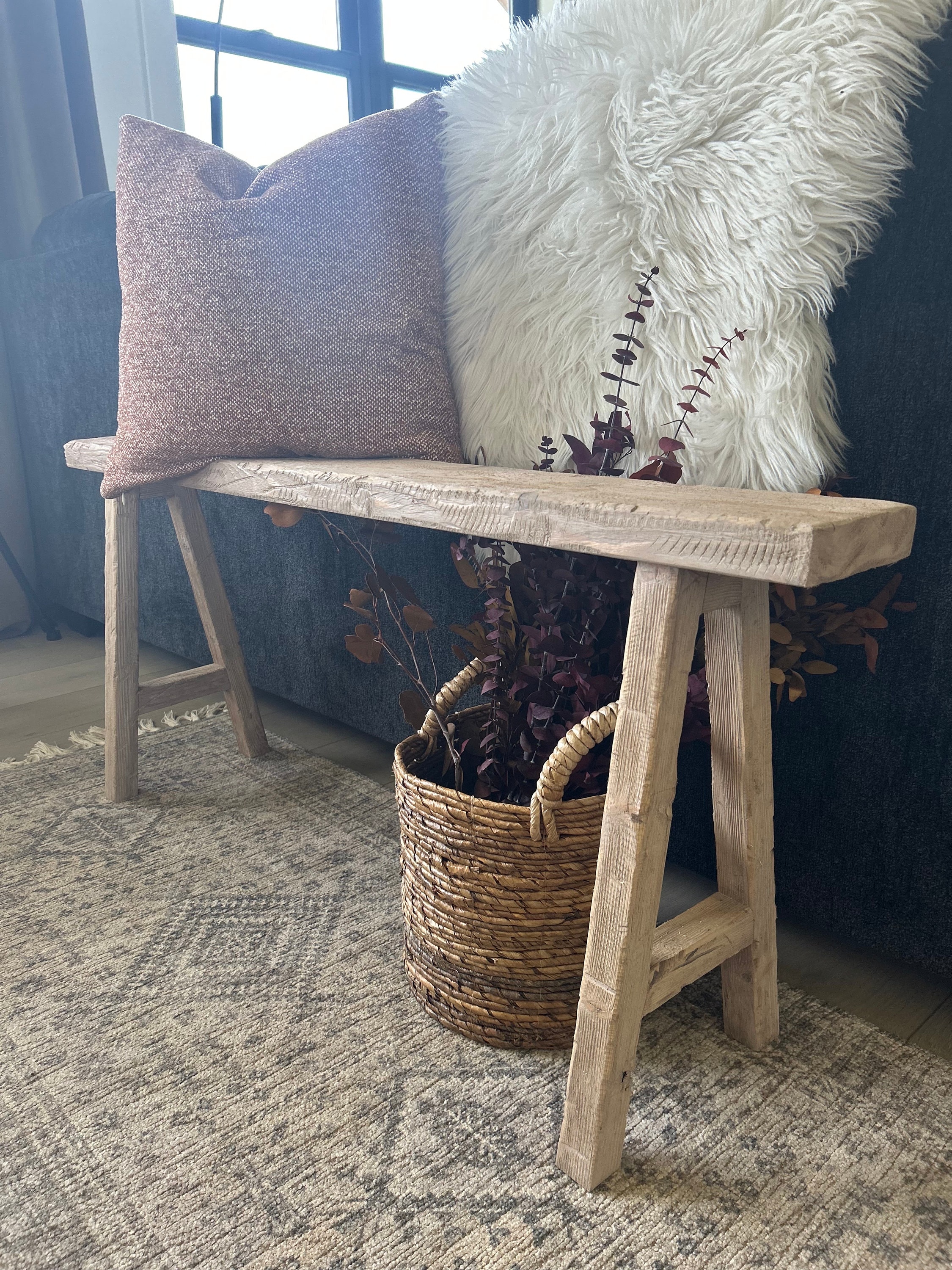 Vintage Inspired Skinny Bench 46x5.5 Weathered Wood Rustic - Etsy