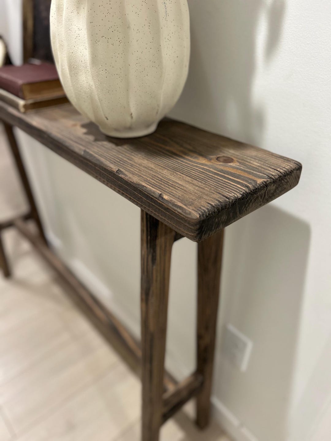 Narrow Console Table for Entryway, Skinny Sofa Table, Rustic Wooden ...