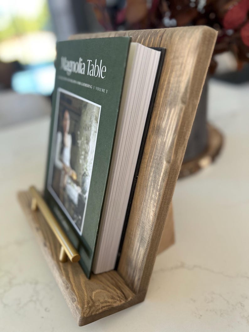 Rustic Wooden Cookbook Holder | Farmhouse Recipe Stand | Distressed ...