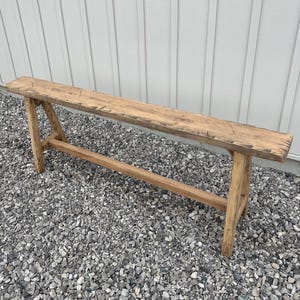 Vintage Inspired Skinny Bench, Weathered Wood, Thin Narrow Rustic Bench ...