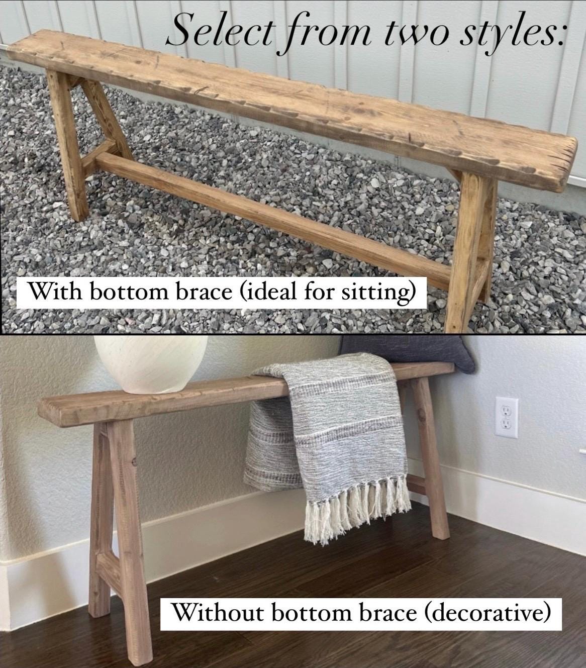 Vintage Inspired Skinny Bench, Weathered Wood, Thin Narrow Rustic Bench ...
