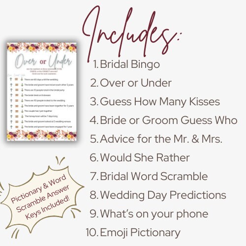 Fall in Love Bridal Shower Games - Etsy