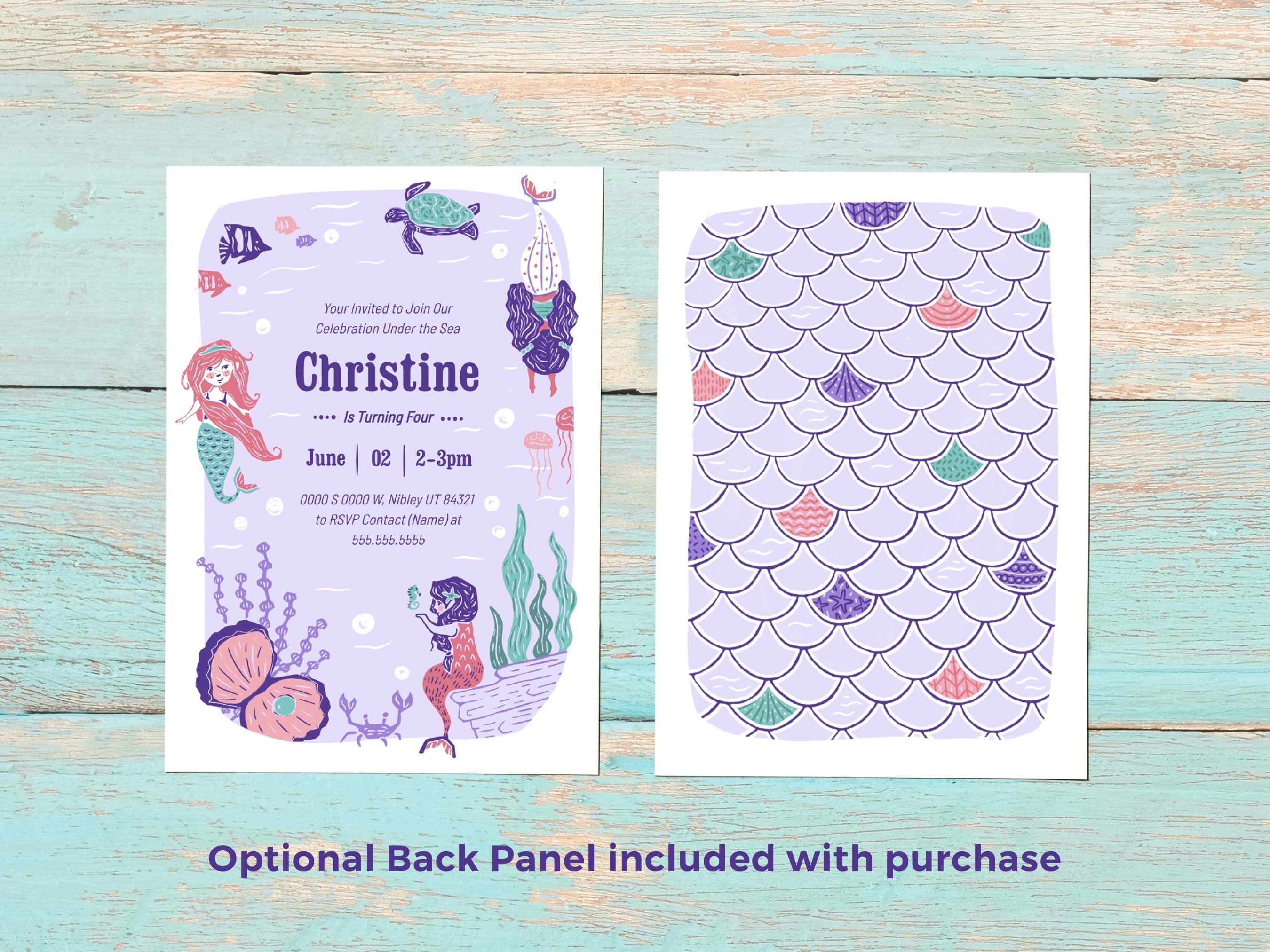 Mermaid Birthday Invitation, Digital Mermaid Party Invite, Mermaid ...