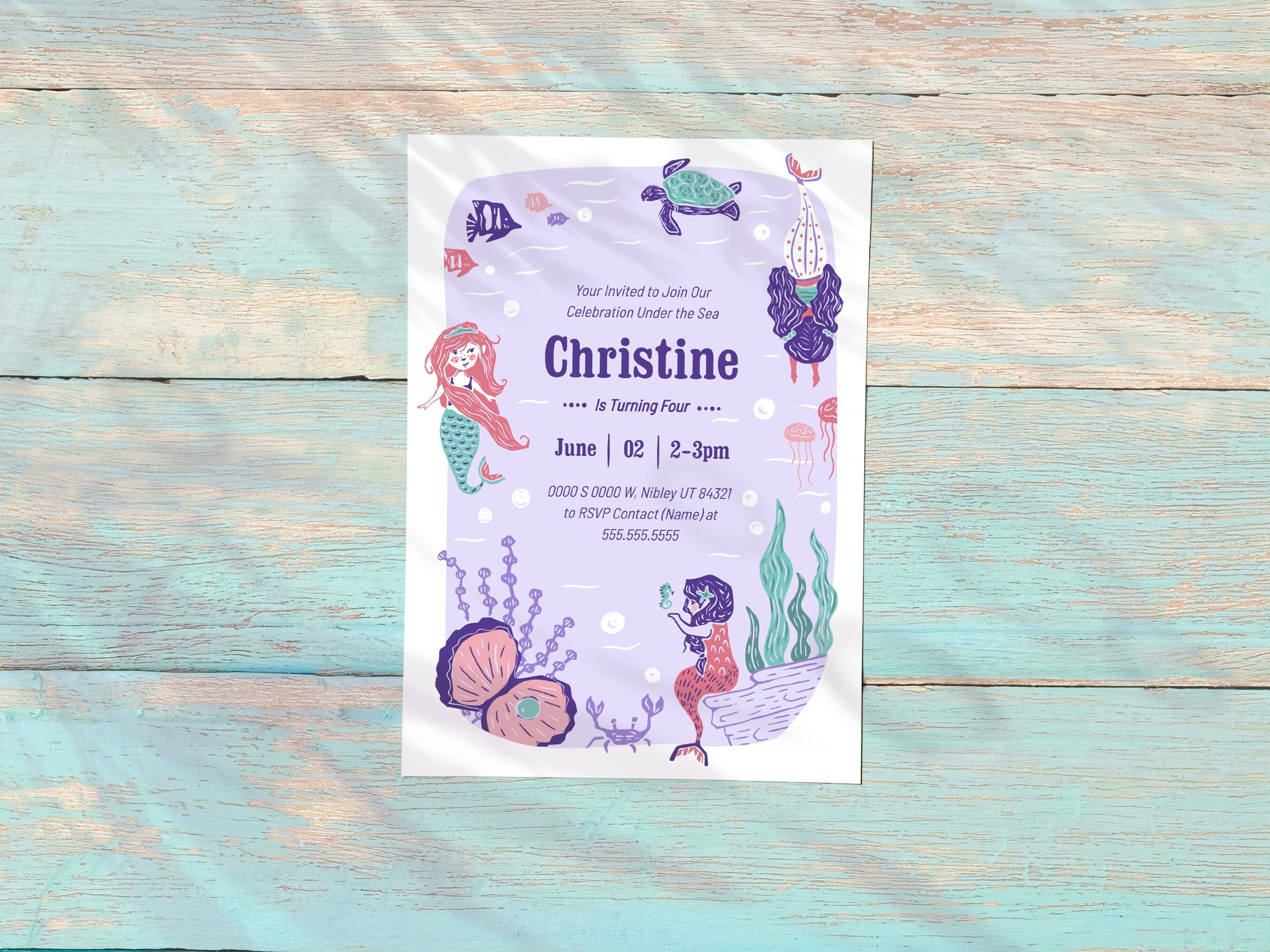 Mermaid Birthday Invitation, Digital Mermaid Party Invite, Mermaid ...