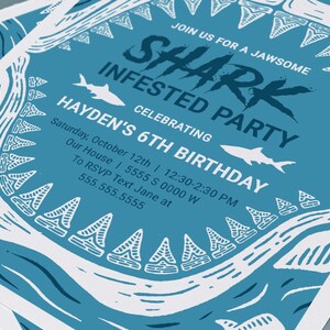 Shark Invitation, Shark Birthday Invitation, Shark Bite Invitation ...