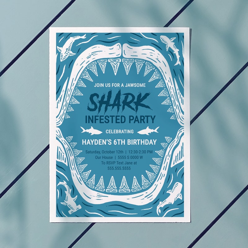Shark Invitation - Etsy