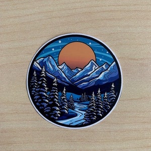 Scenic Sticker Winter Mountains - Etsy