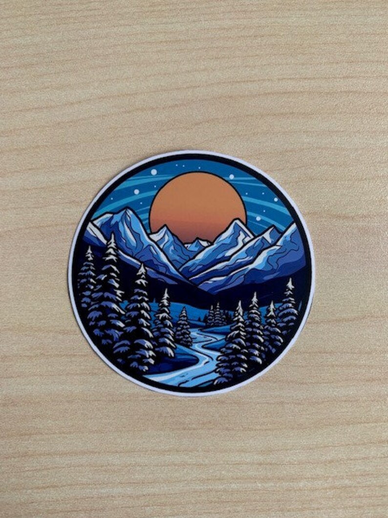 Scenic Sticker Winter Mountains - Etsy
