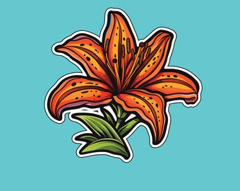 Colorful Tiger Lily Sticker - Etsy