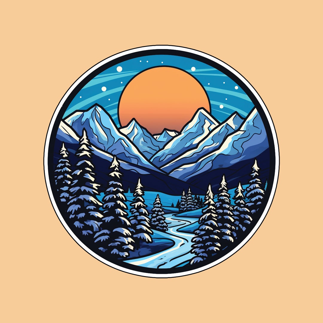 Scenic Sticker Winter Mountains - Etsy