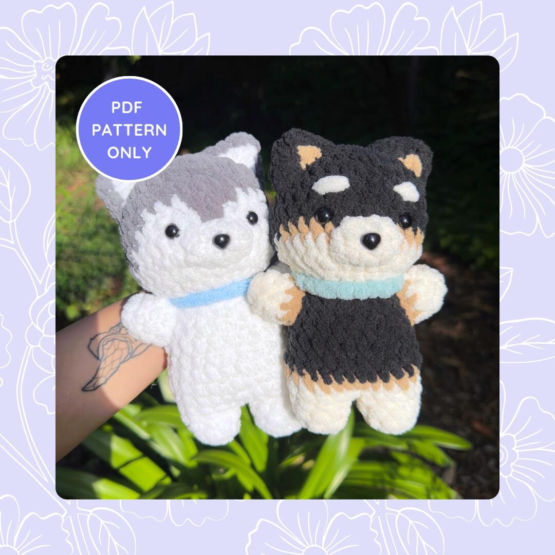 3 in 1 Husky + Shiba Inu Dog Crochet Pattern Bundle - Amigurumi Digital ...