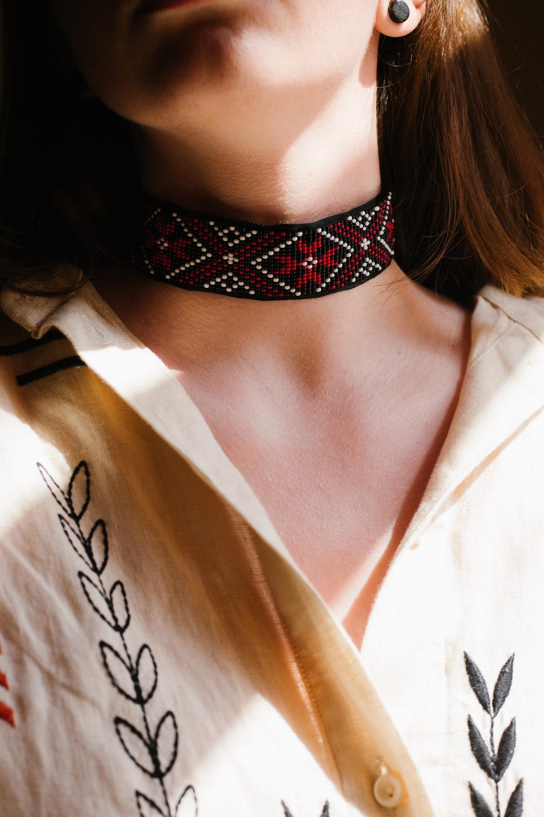 Beaded Choker. Traditional Ribbon Gerdan Necklace. Copy of Ancient ...